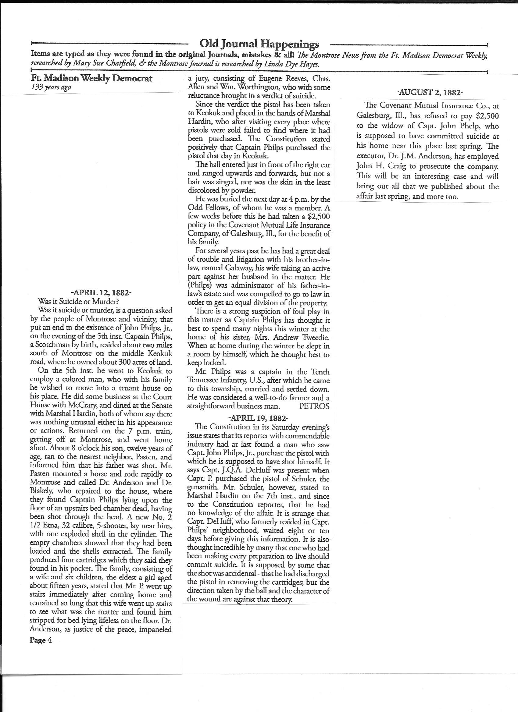 The mysterious death of Captain John Philp of the Union Army – Vecchio