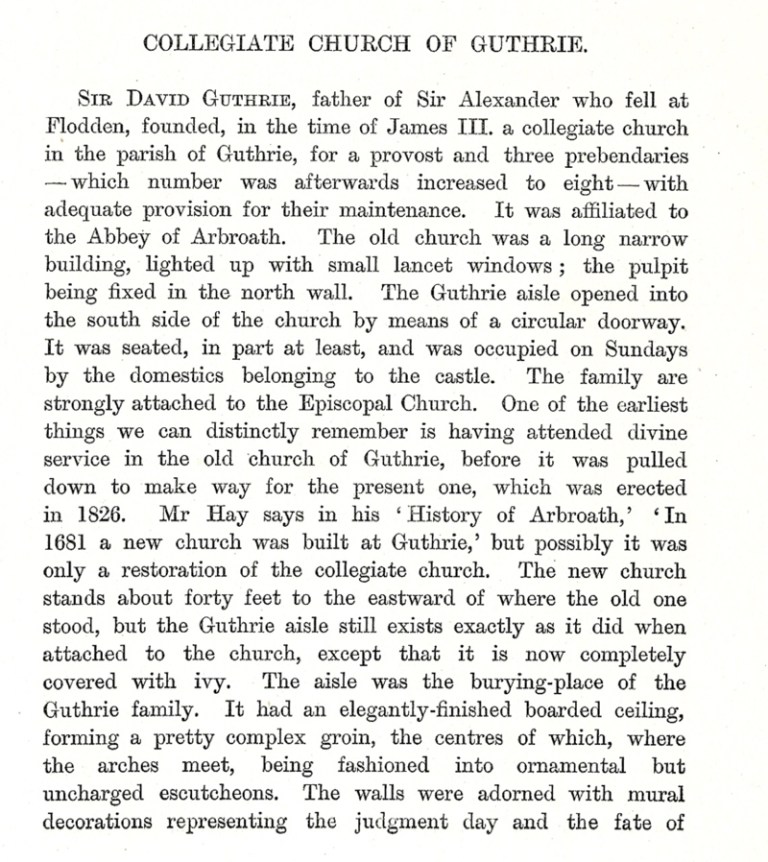 Castles and other buildings associated with the Guthries – Vecchio